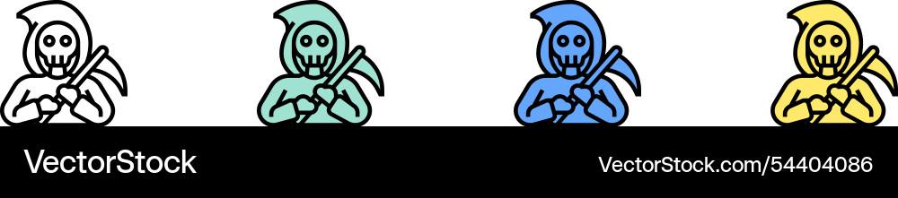 Devil icon outline green blue and yellow style Vector Image