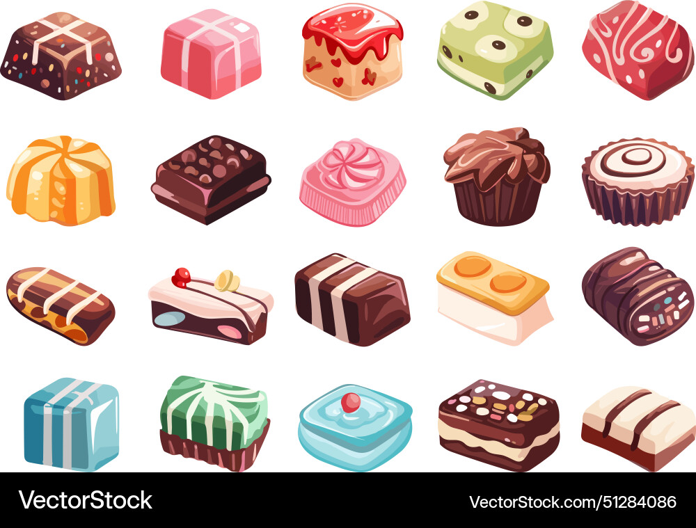 Different colorful candy set cartoon style Vector Image