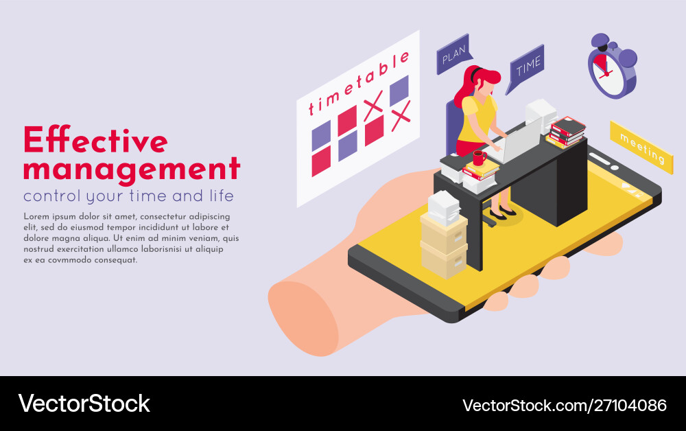 Effective management isometric background Vector Image