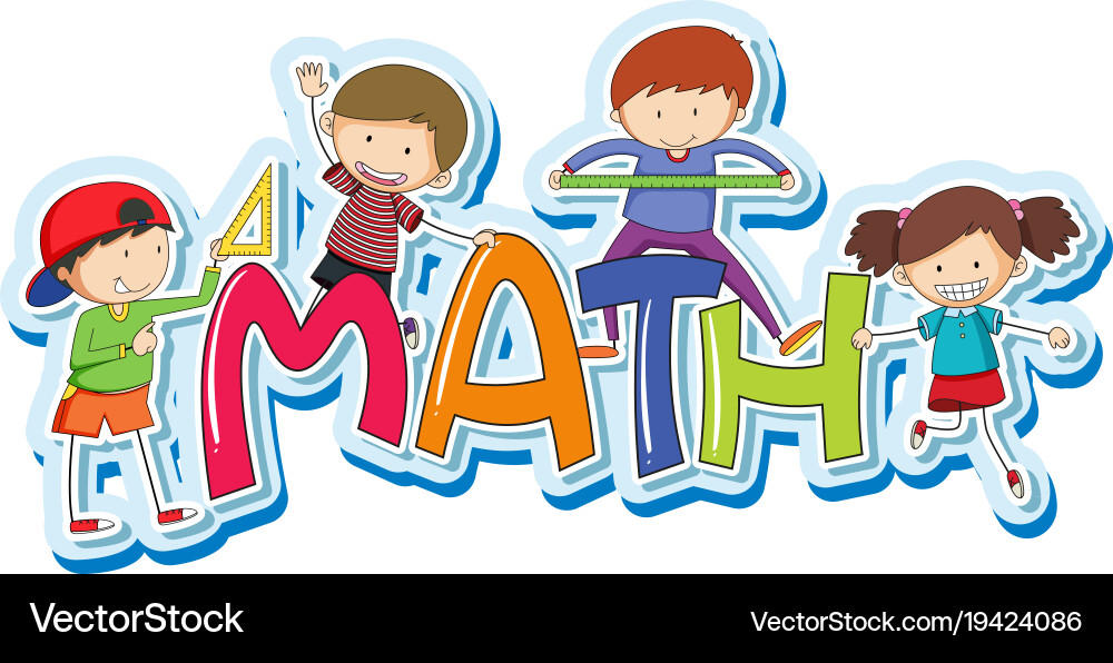 Font design for word math with happy kids Vector Image