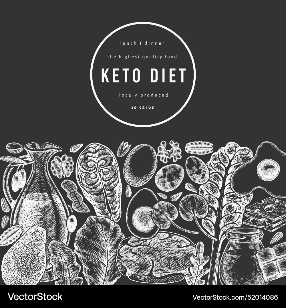 Keto diet chalk board design template hand drawn Vector Image