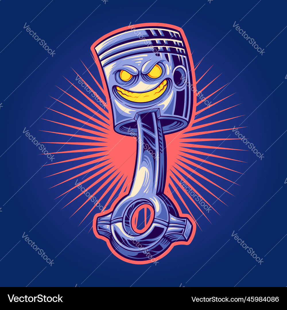 Scary engine piston mascot Royalty Free Vector Image