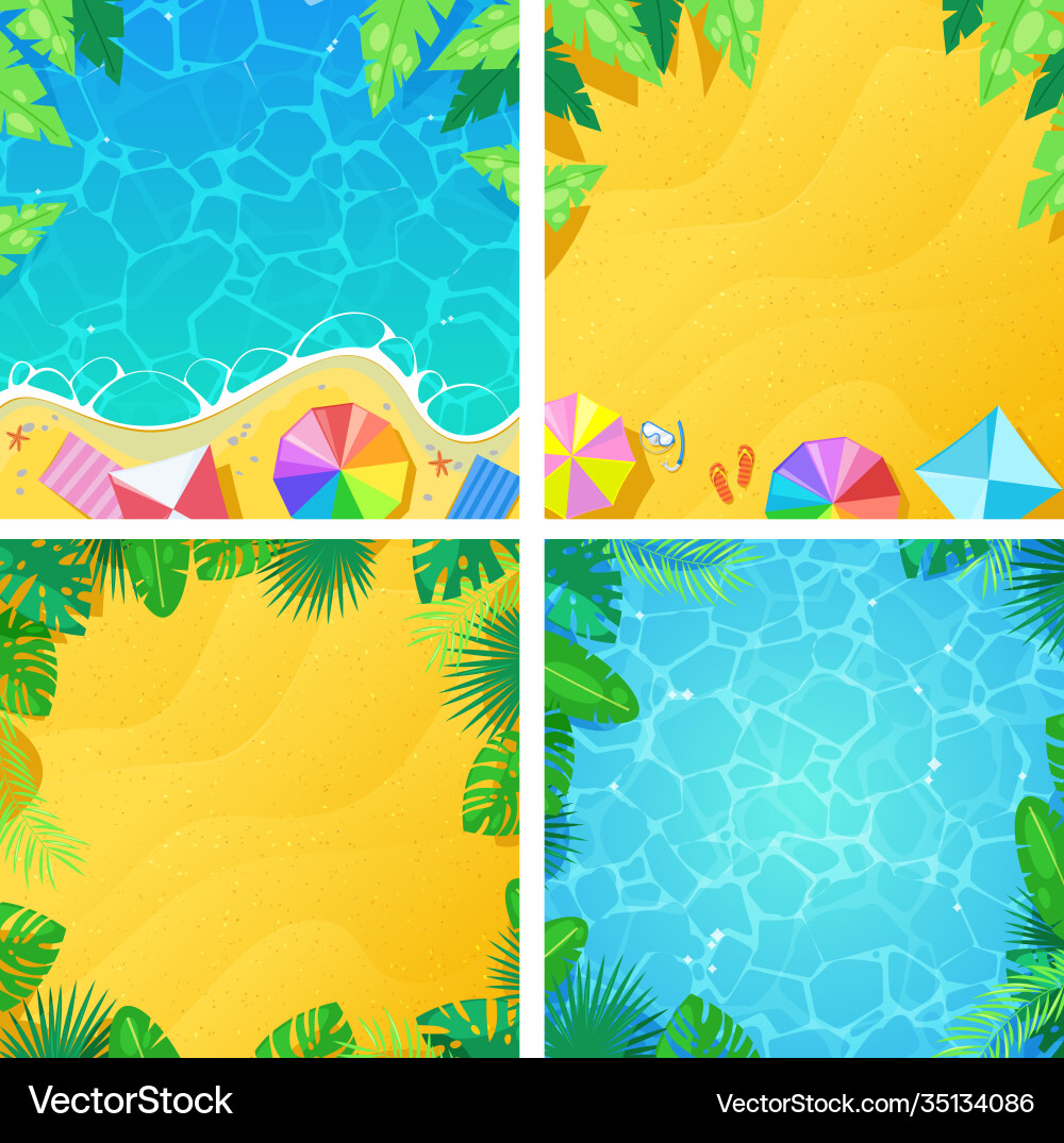 Tropical Beach Backgrounds & Frames Royalty Free Vector