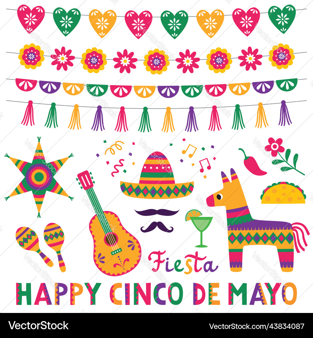 Cinco de mayo design elements set Royalty Free Vector Image