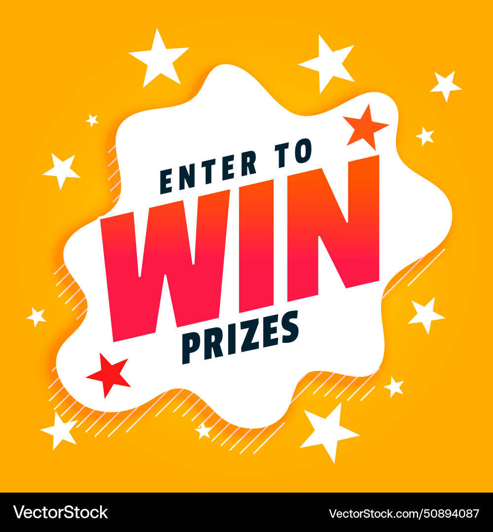 Enter the lucky draw and win prizes yellow Vector Image
