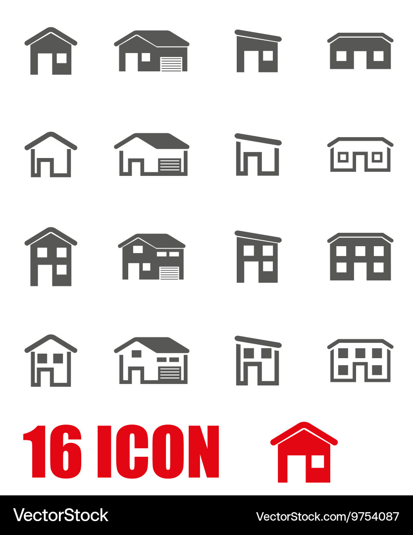 Grey house icon set Royalty Free Vector Image - VectorStock