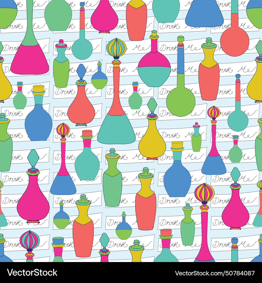 Hand drawn colorful potion bottles seamless – Royalty-Free Vector ...