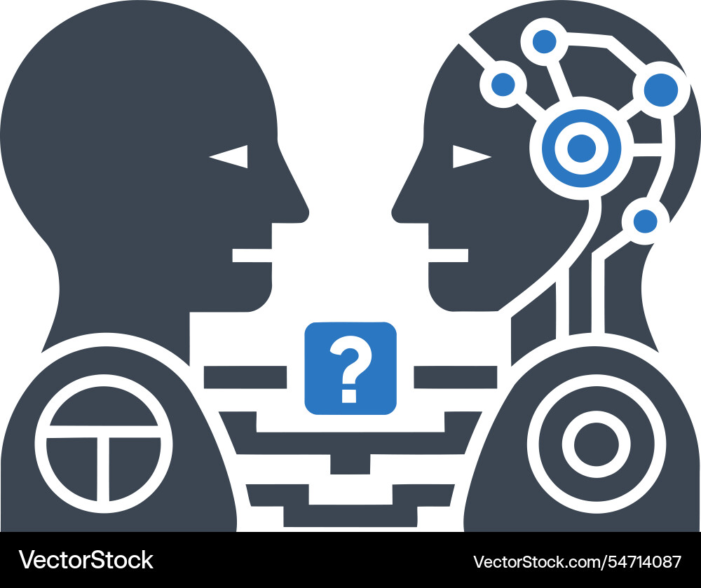 Human ai collaboration icon Royalty Free Vector Image