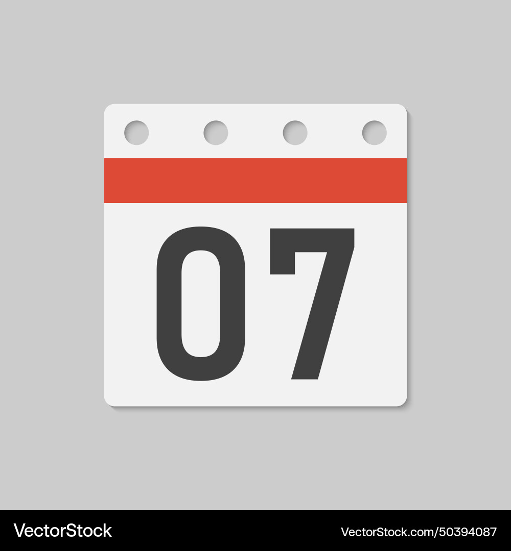 Icon page calendar - day 7 countdown Royalty Free Vector