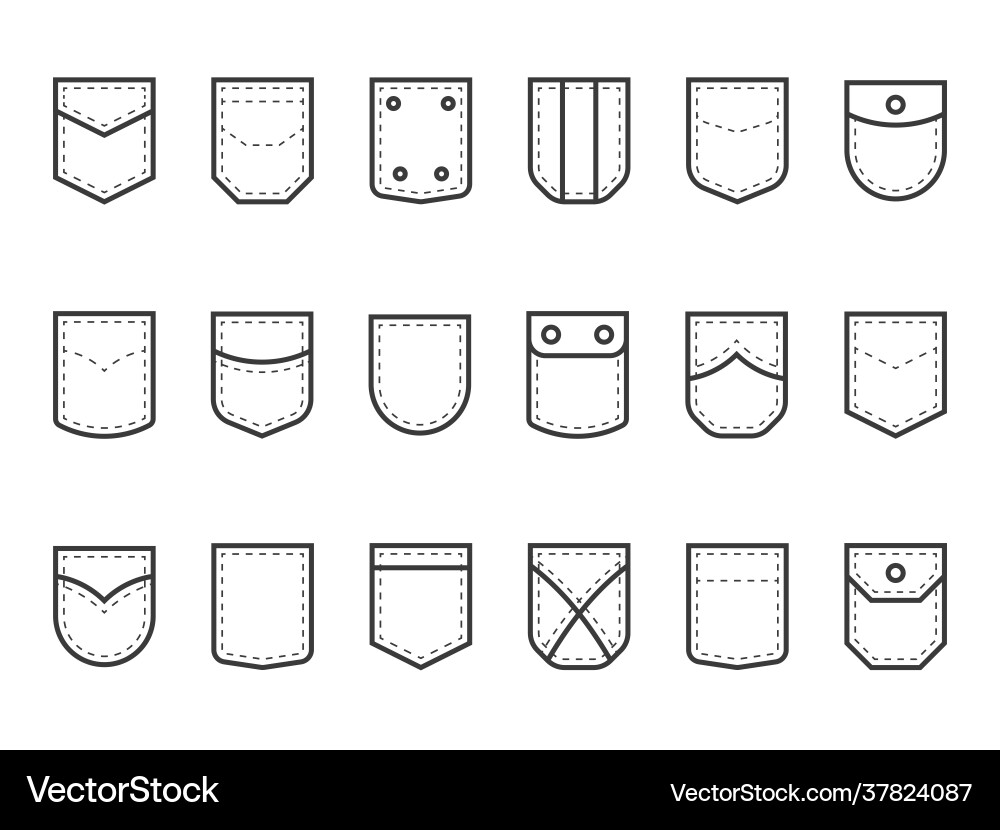 Patch pocket clothes pouches with flaps buttons Vector Image