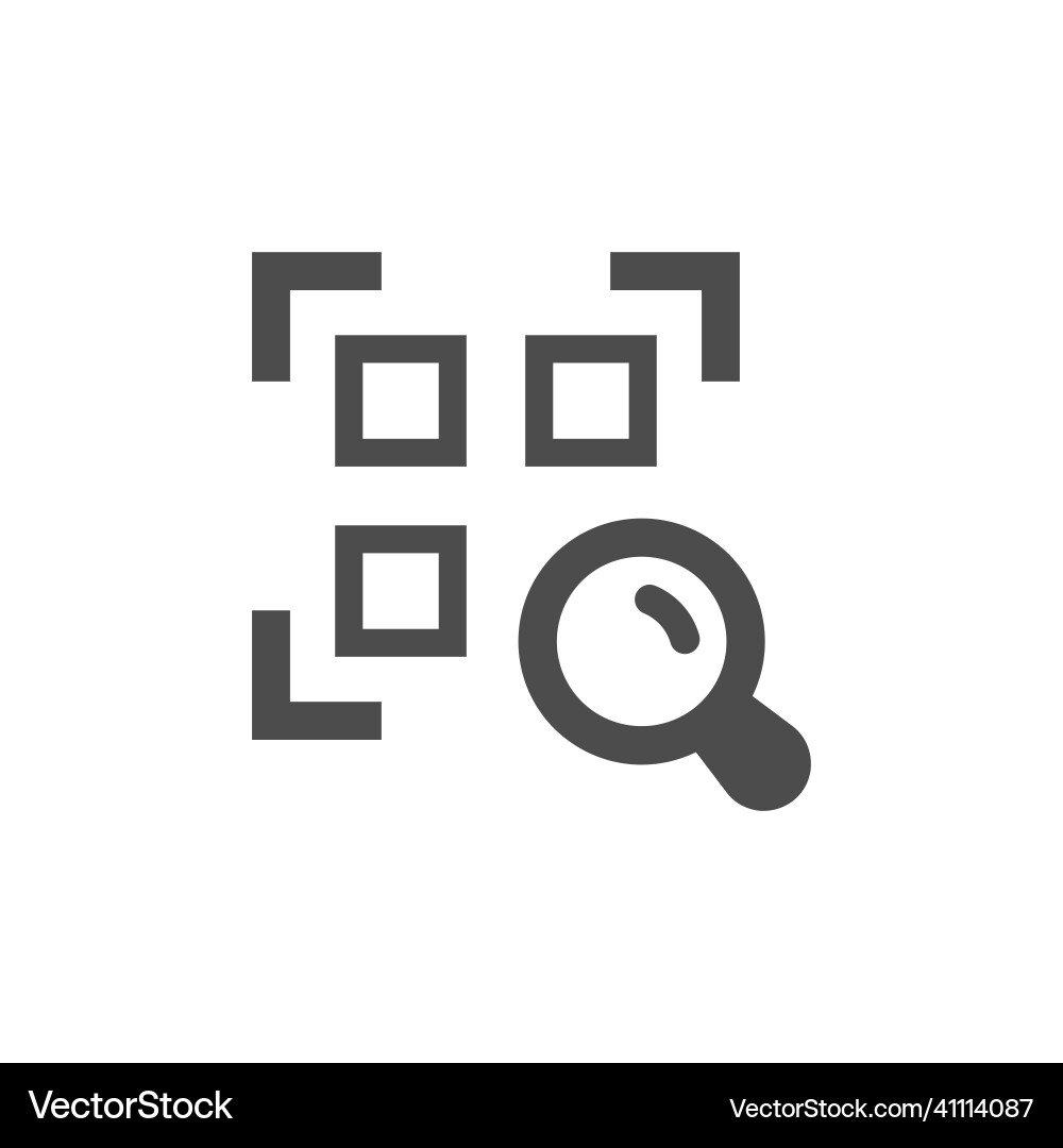 Qr code and magnifying glass black icon Royalty Free Vector