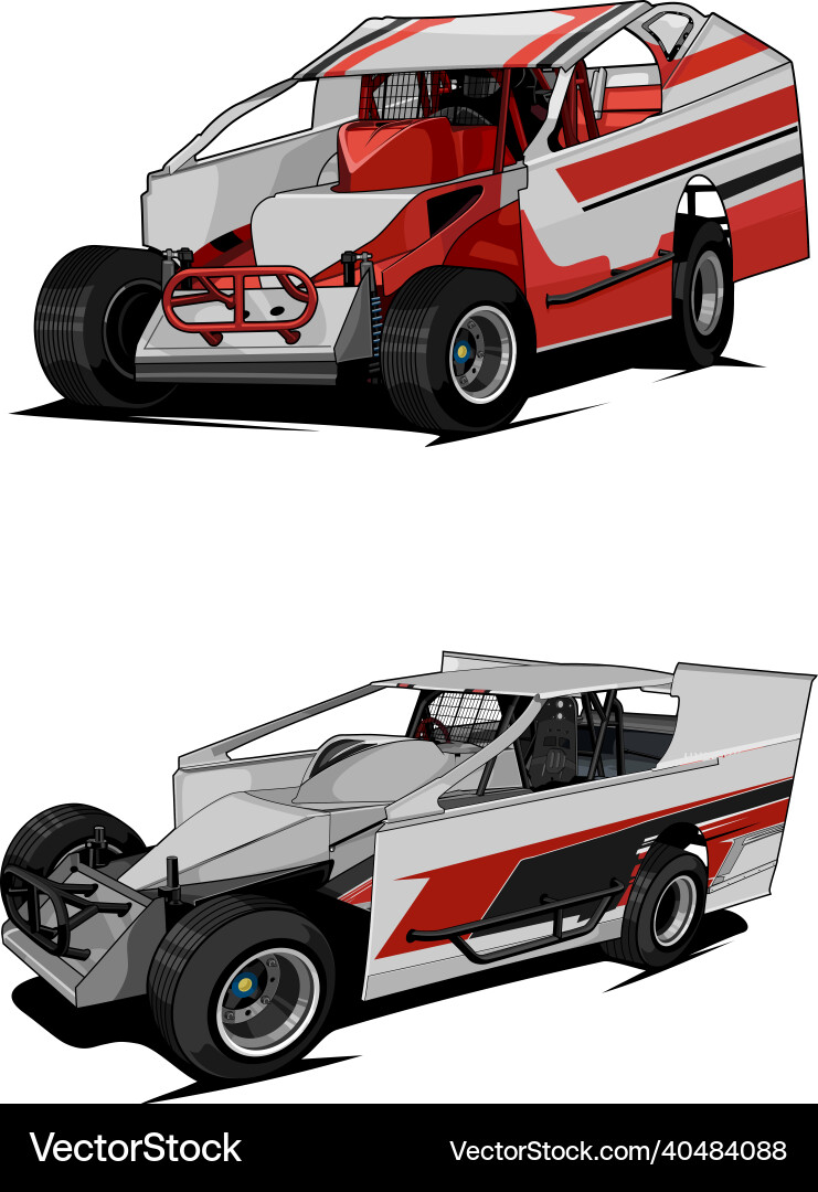 Dirt Track Stockcar Clipart Premium Vector | Bundle Set Stock Car