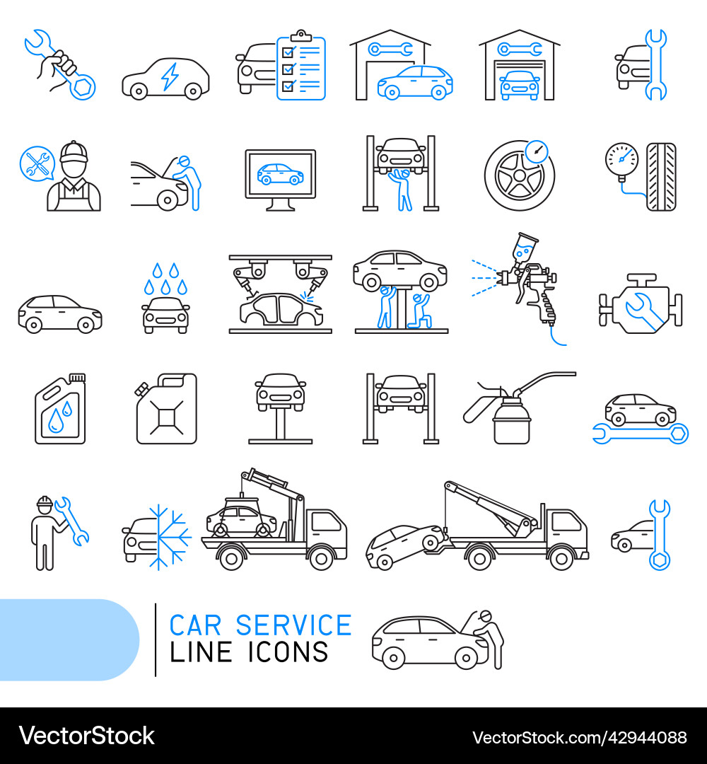 Car service line icons Royalty Free Vector Image