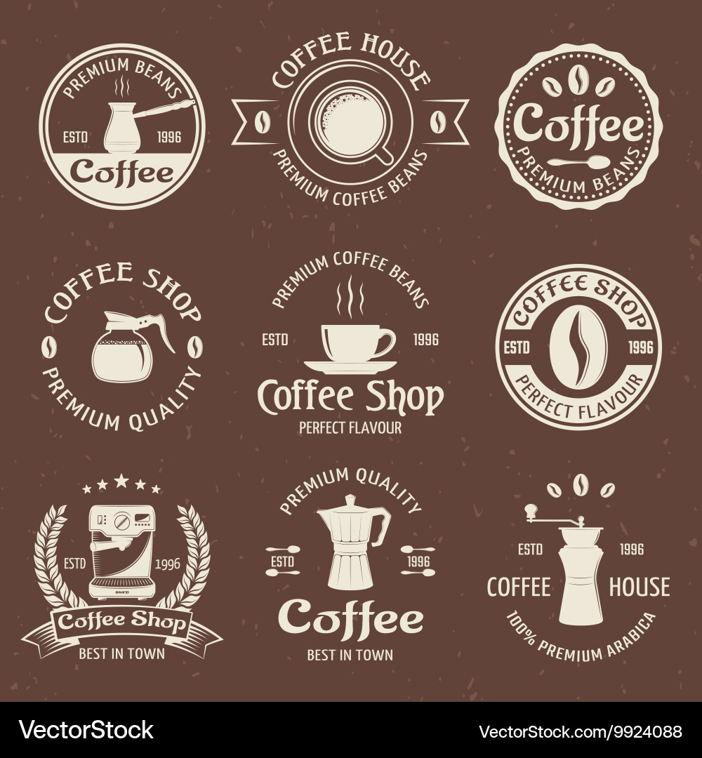 Coffee emblem set in color Royalty Free Vector Image