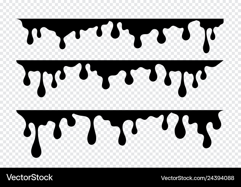 Dripping paint set liquid drips flows Royalty Free Vector