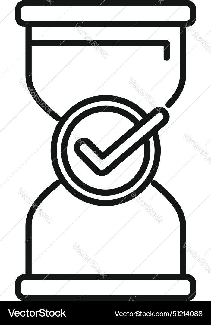 Hourglass approved duration icon outline Vector Image
