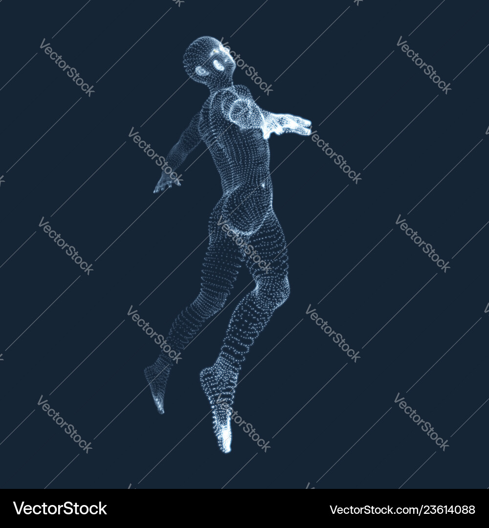 Jumping man 3d model of human body Royalty Free Vector Image