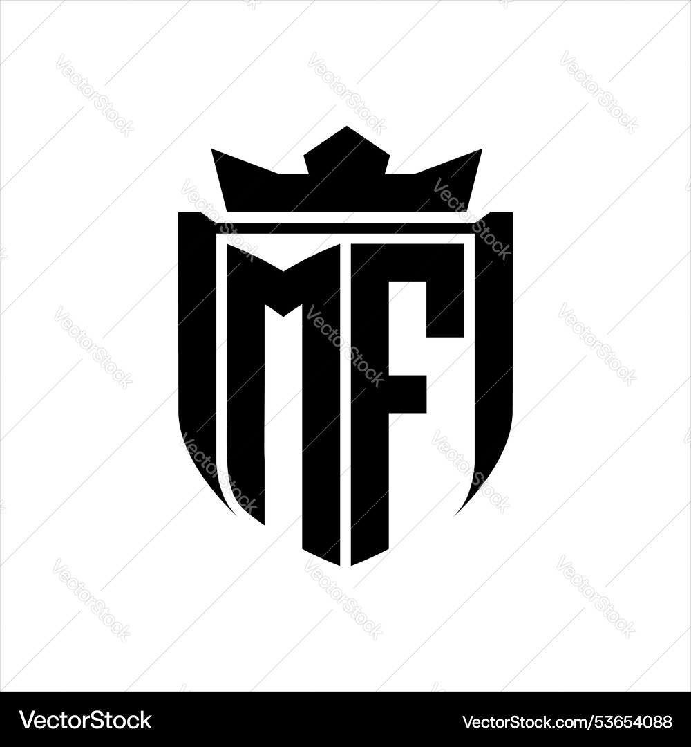 Mf logo with shield shape geeometric crown Vector Image