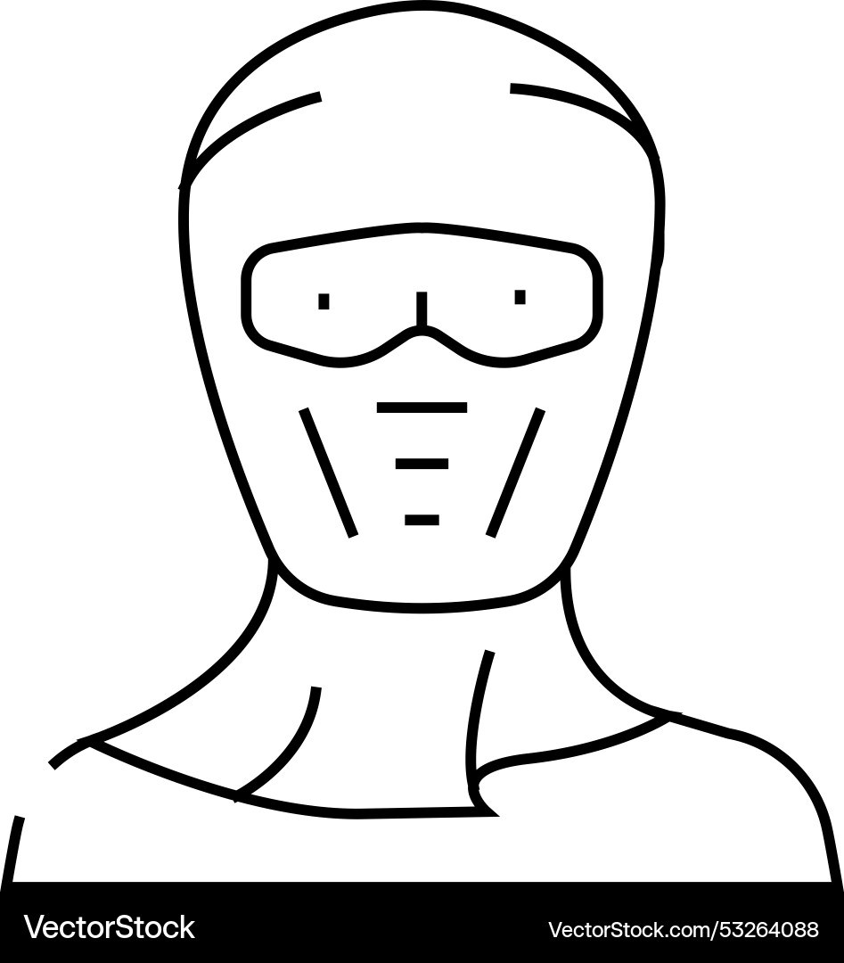 Ninja mask face line icon Royalty Free Vector Image