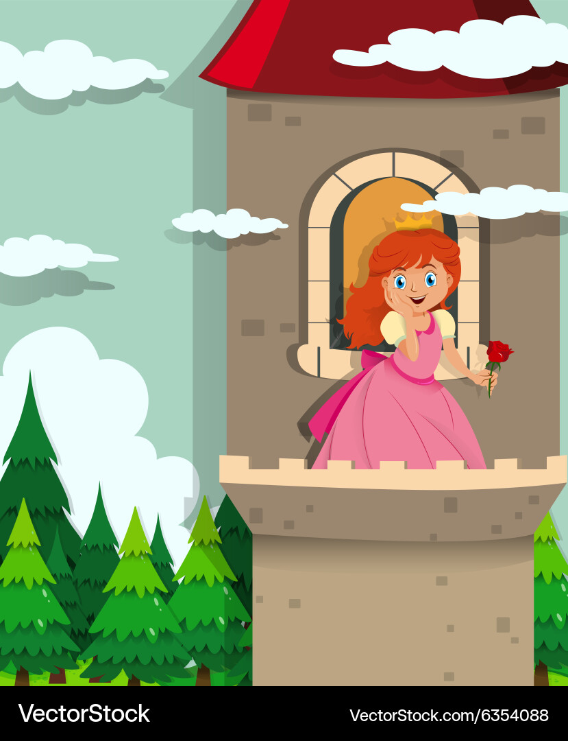 Princess on the tower Royalty Free Vector Image