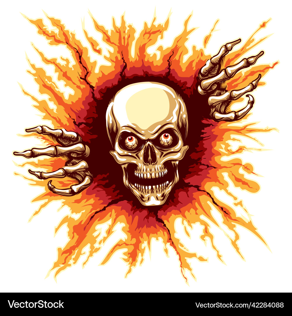 Skull rising from hell Royalty Free Vector Image