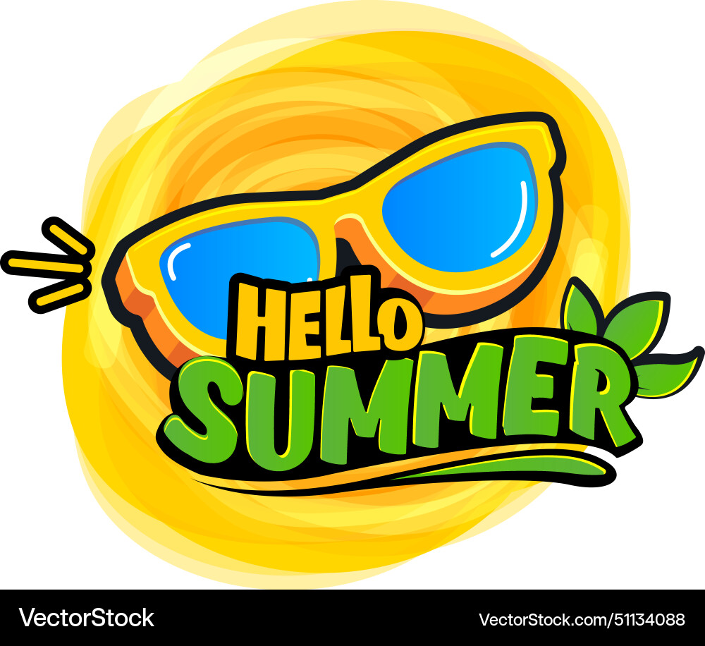 Super hello summer logo with text Royalty Free Vector Image