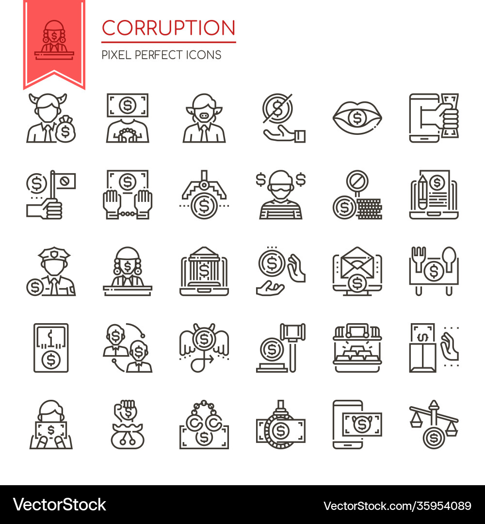Corruption elements thin line and pixel perfect Vector Image