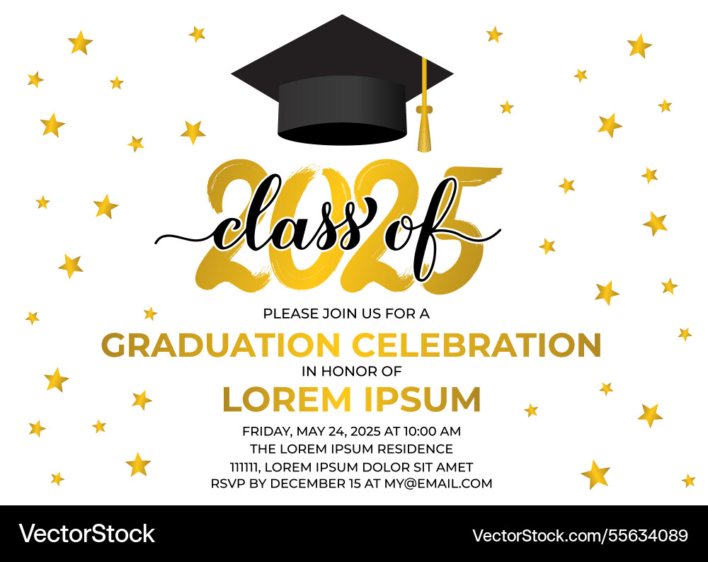 Graduation party invitation card template Vector Image
