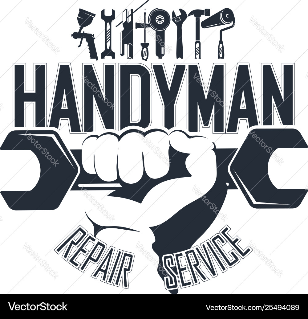 Handyman with a tool symbol Royalty Free Vector Image