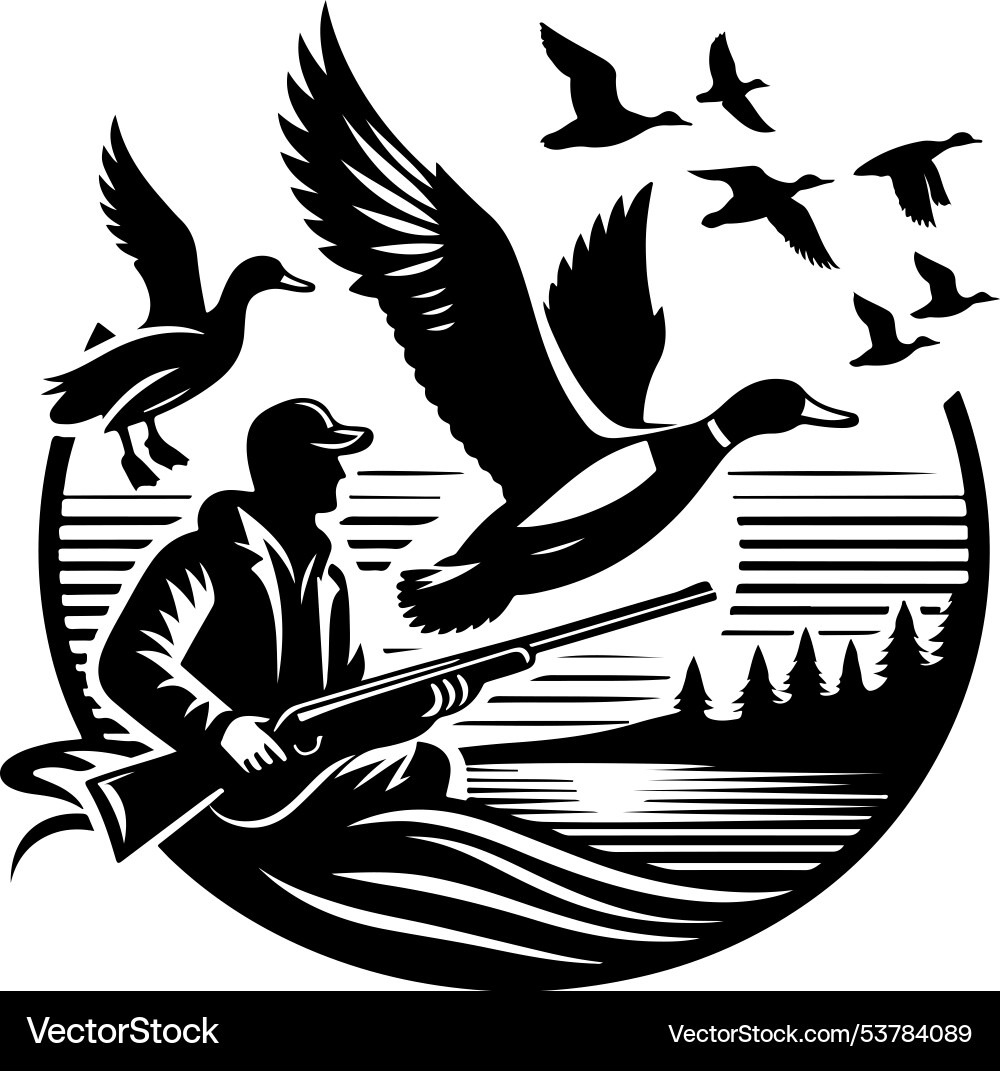 Modern duck and hunting logo Royalty Free Vector Image