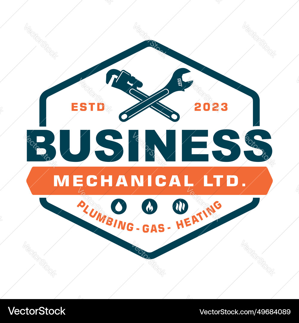 Plumbing heating service logo template Royalty Free Vector