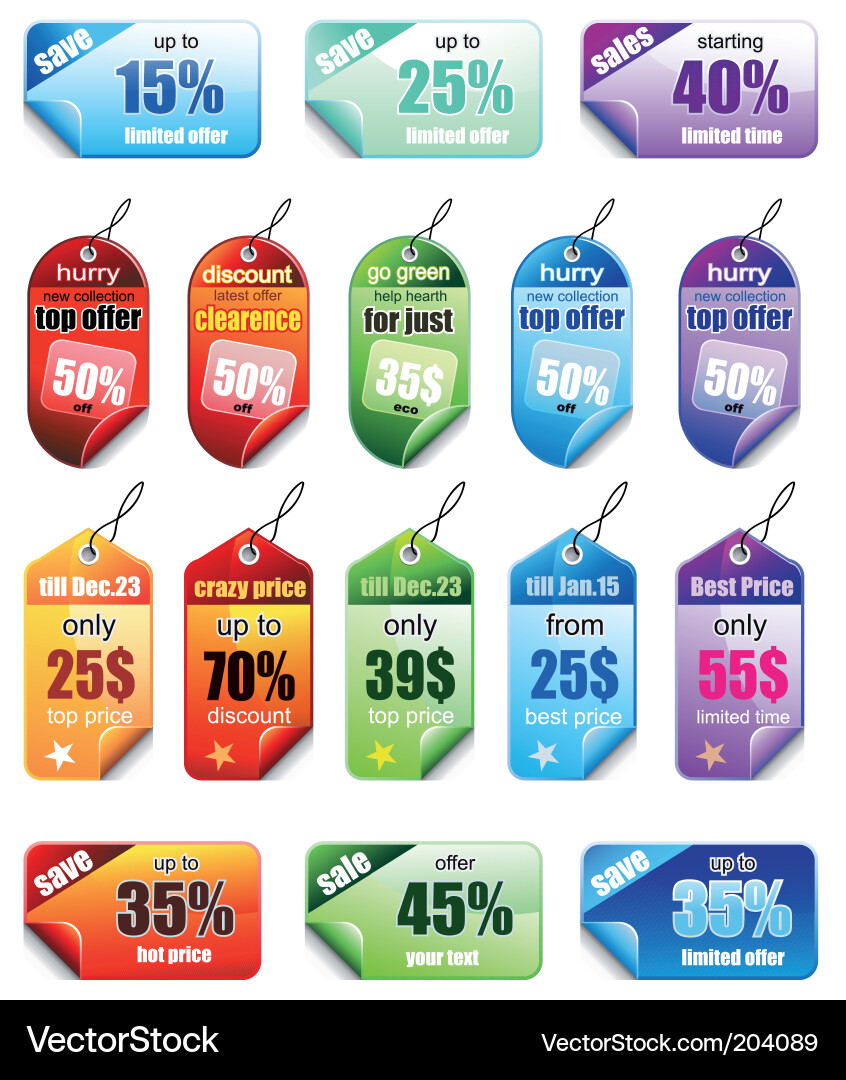 Promotional tags Royalty Free Vector Image - VectorStock