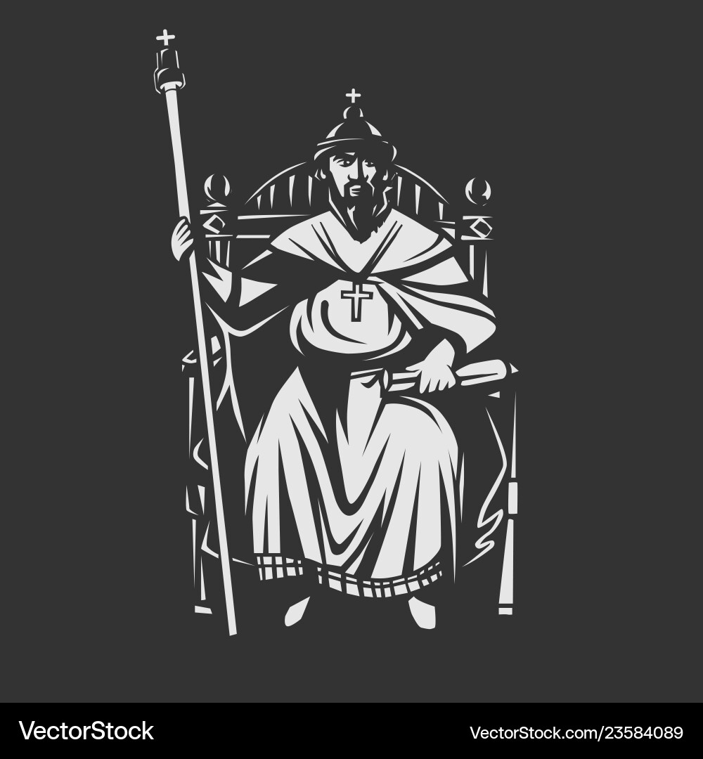 Russian tsar on the throne king Royalty Free Vector Image