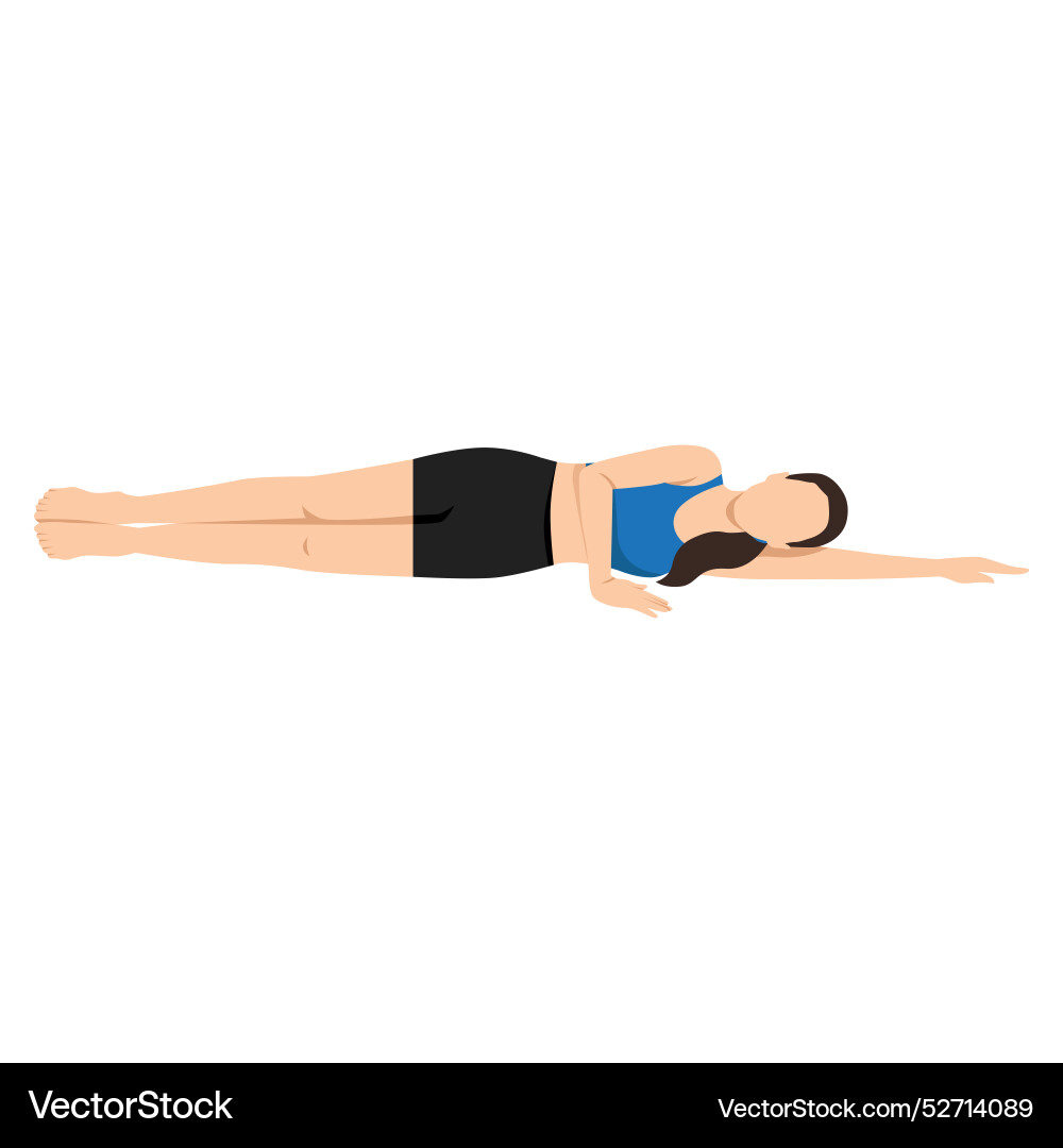 Woman doing easy side reclining pose variation Vector Image