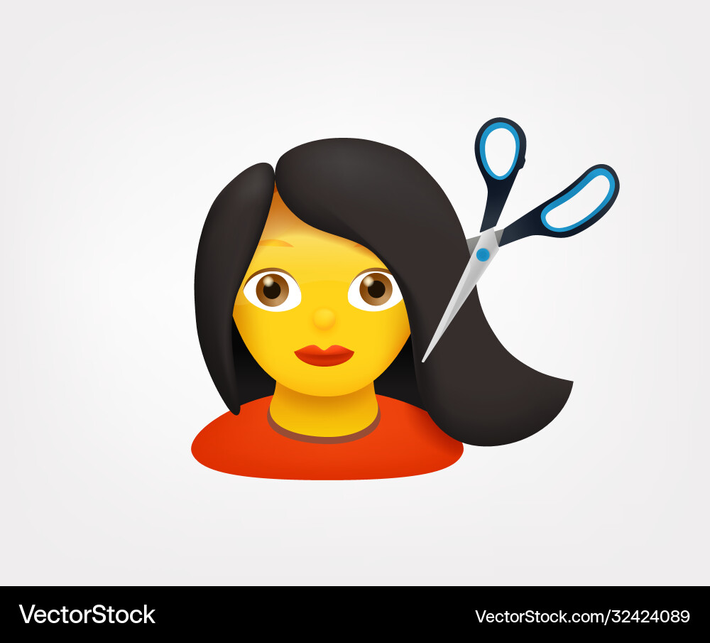 Young woman with scissors emoji Royalty Free Vector Image