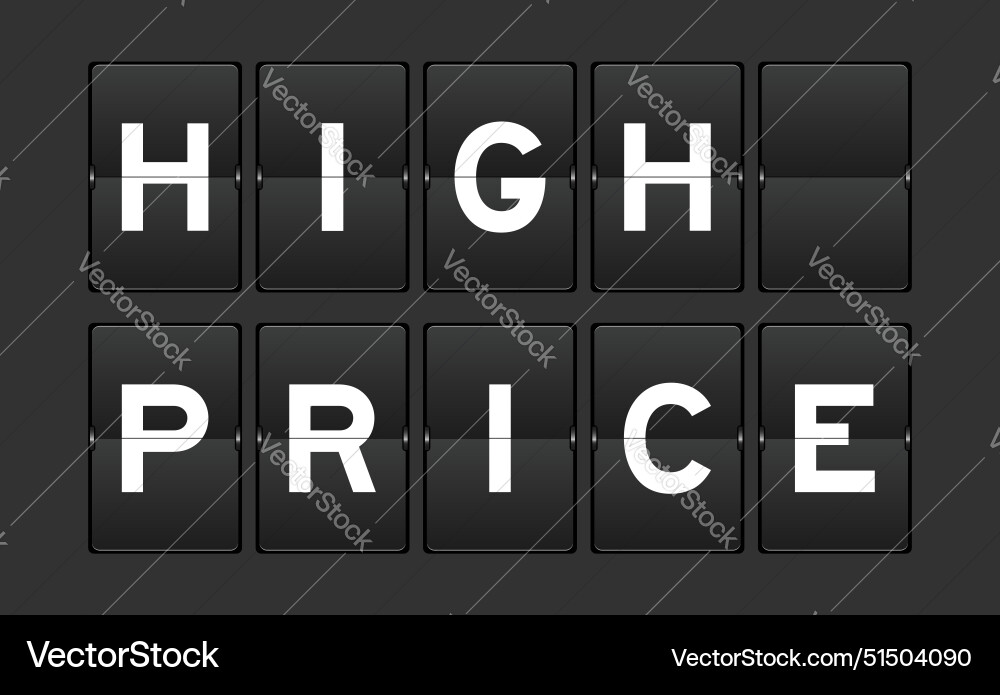 Black color analog flip board with word high Vector Image
