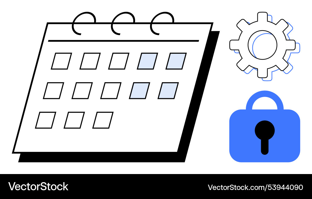 Calendar with gear and padlock to represent – Royalty-Free Vector ...