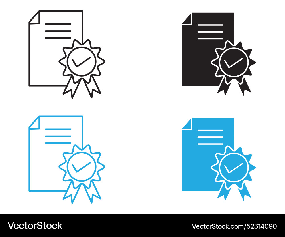 Course completion certificate icon black Vector Image