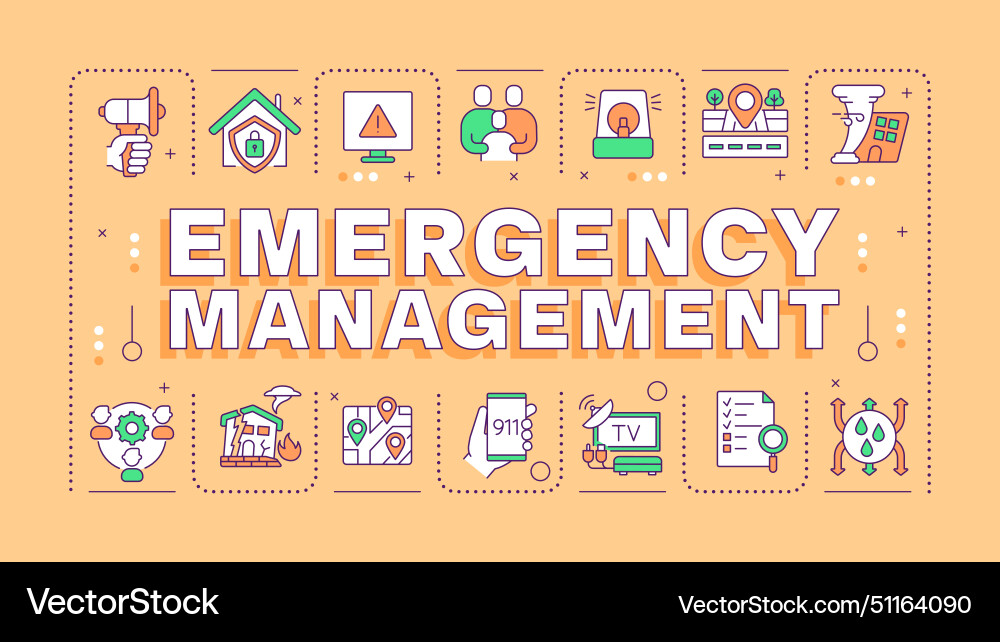 Emergency management orange word concept Vector Image