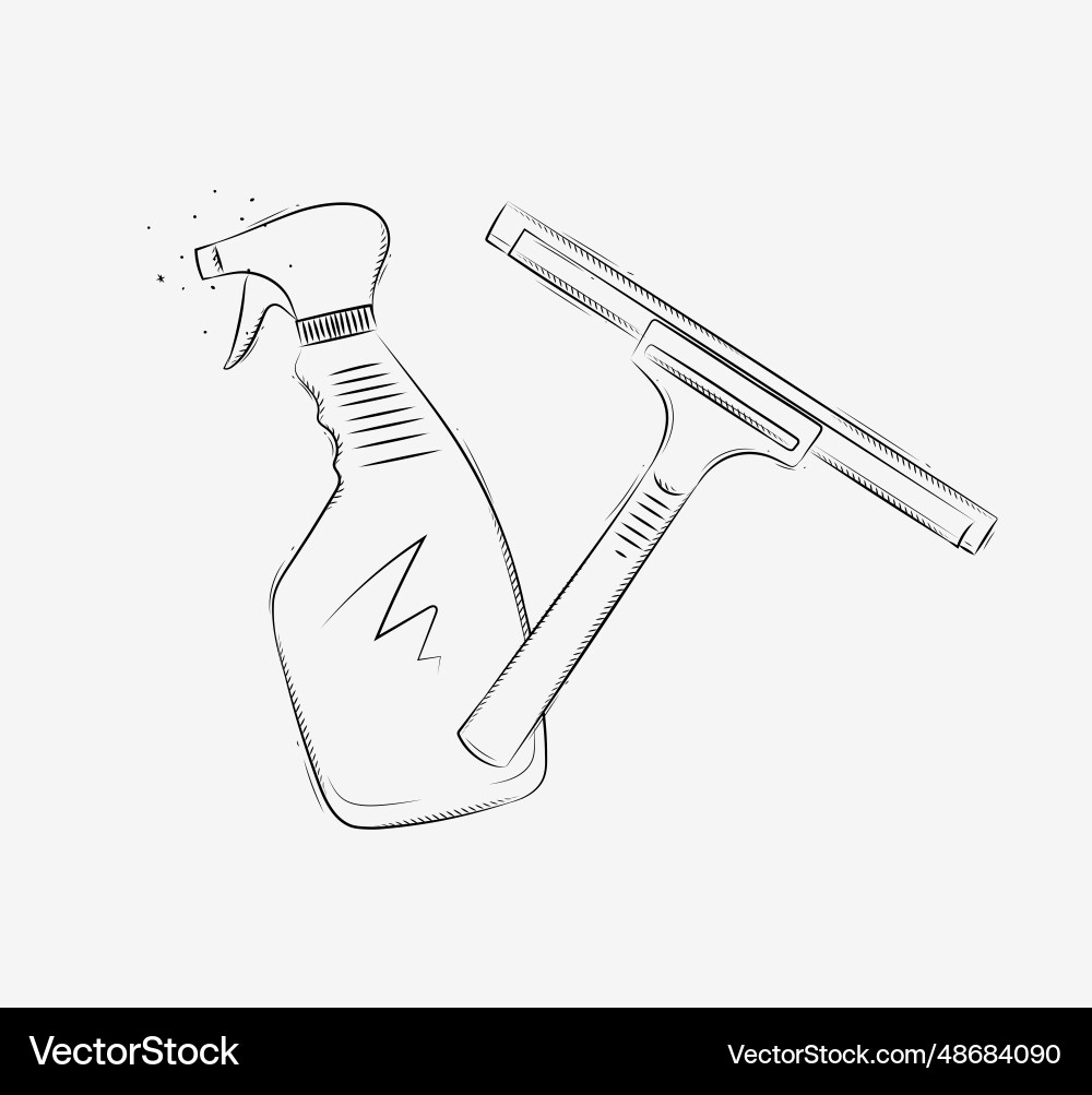 Glass scraper and cleaner drawing in graphic Vector Image