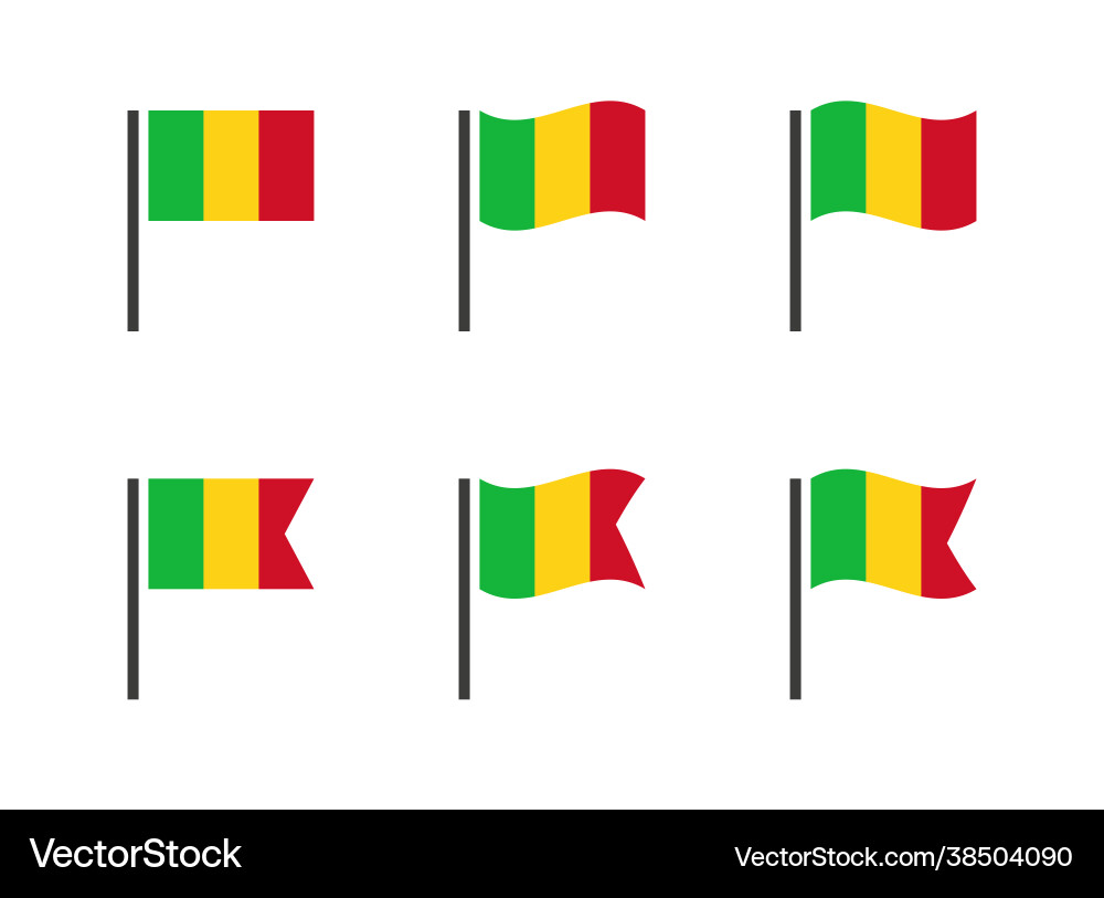 Mali flag icon set republic Royalty Free Vector Image