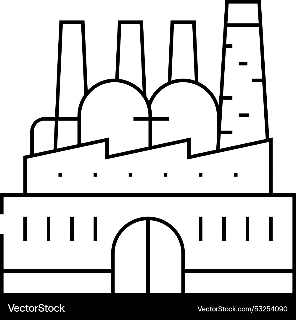 Power plant infrastructure line icon Royalty Free Vector