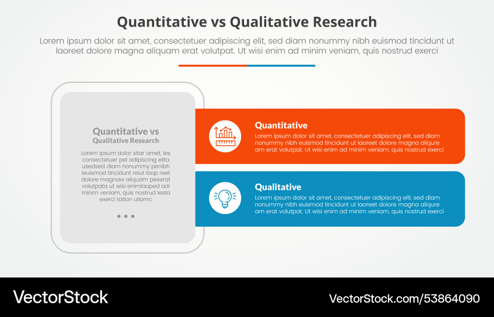 Quantitative vs qualitative research data Vector Image