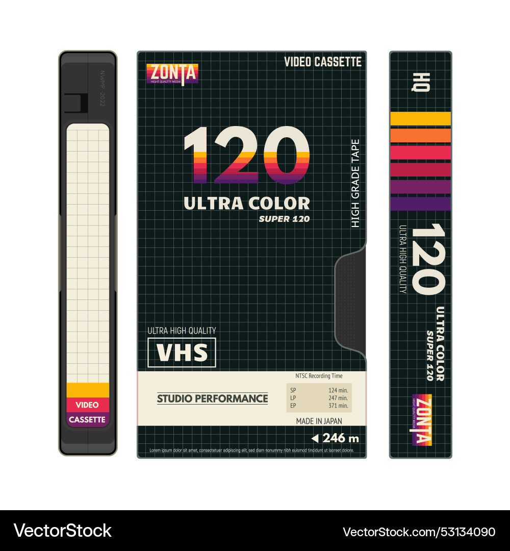 Retro video cassette cover Royalty Free Vector Image