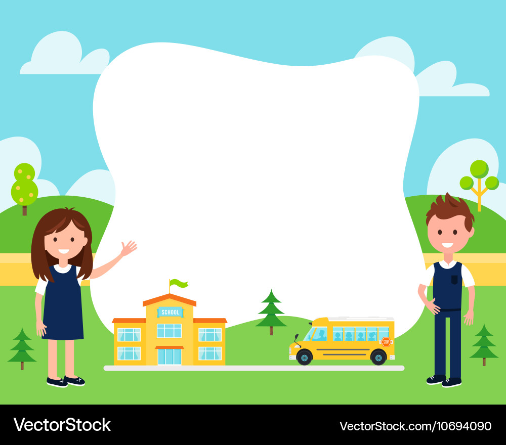School poster with children wearing uniform Vector Image
