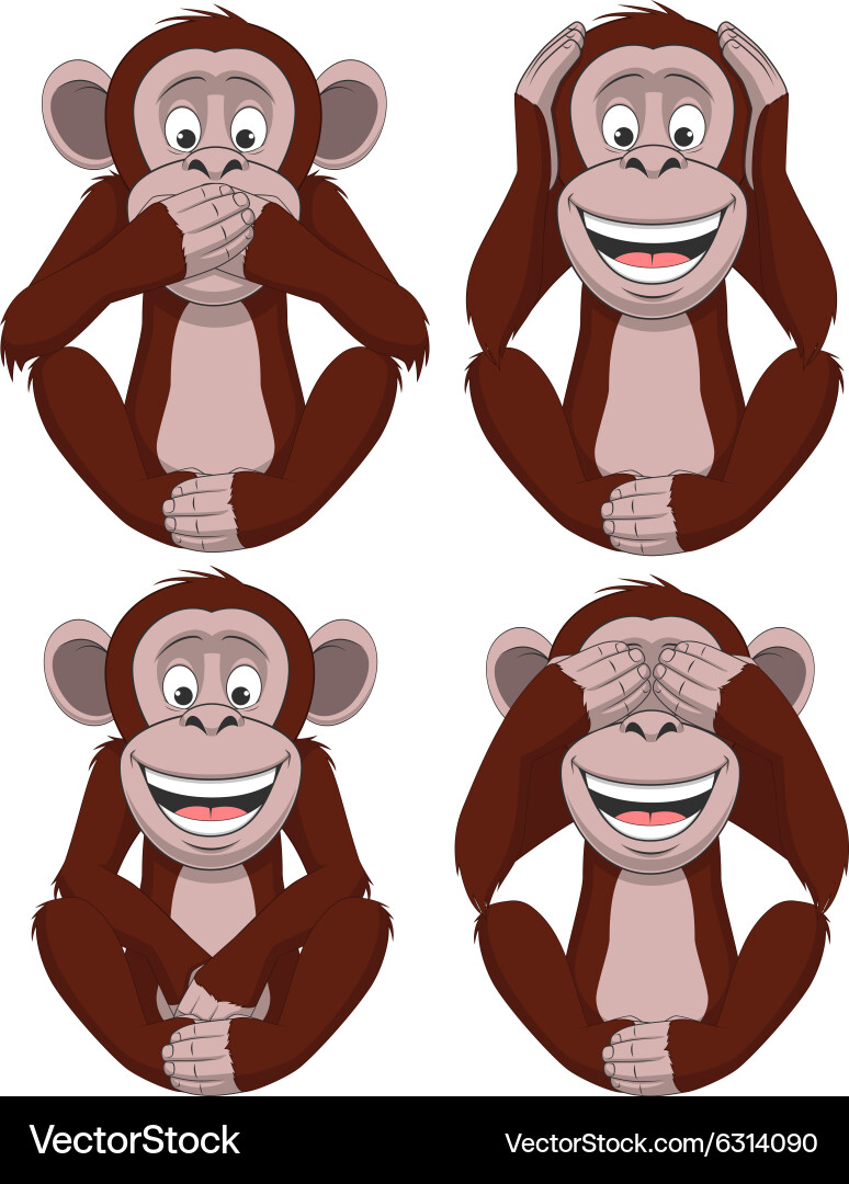 Set of four monkeys Royalty Free Vector Image - VectorStock