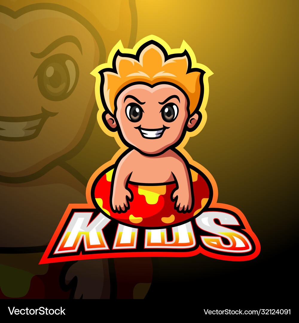 Boy with inflatable rubber ring mascot logo design