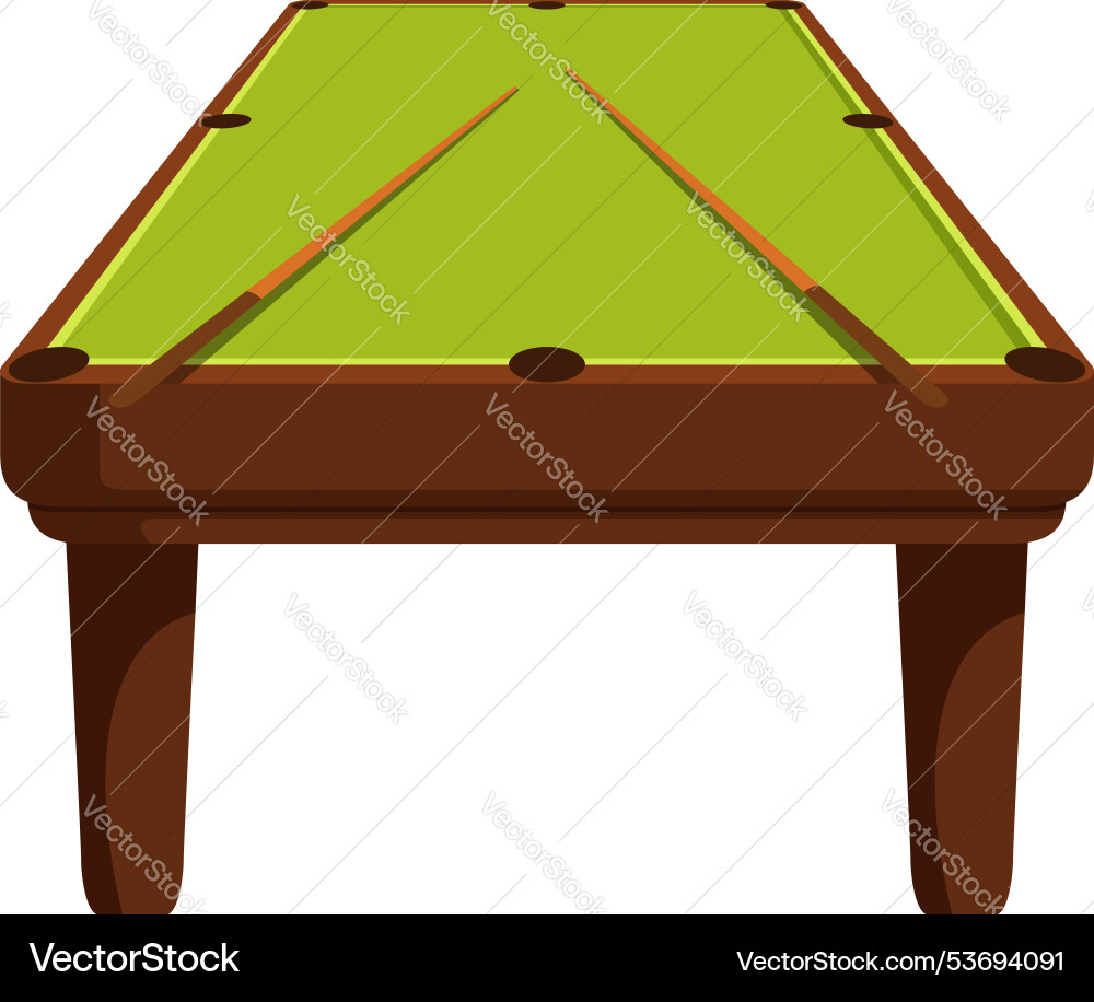 Empty billiard table with two cues forming Vector Image
