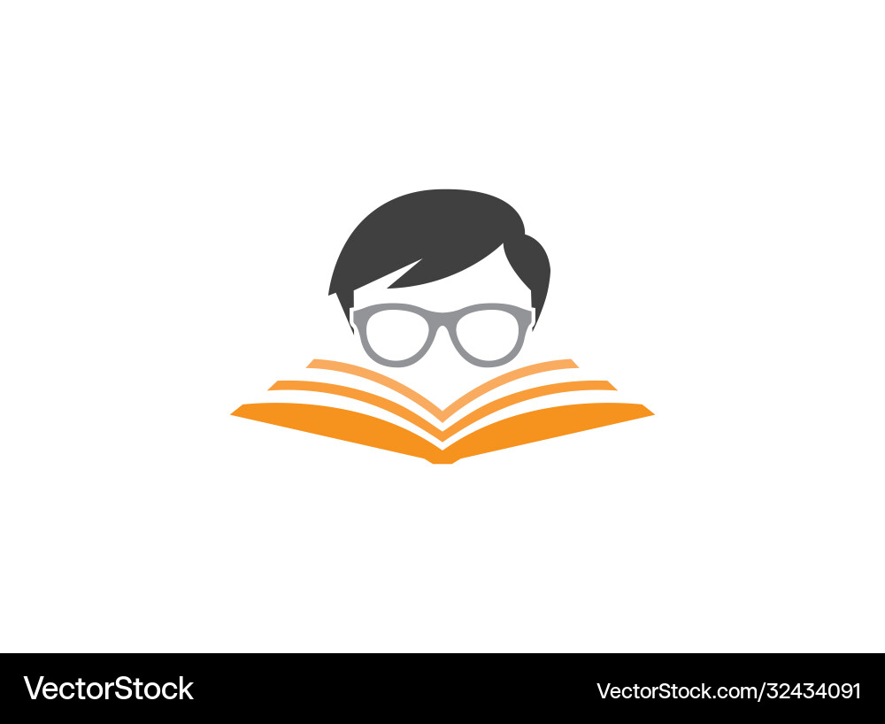 Geek read a book logo design student Royalty Free Vector