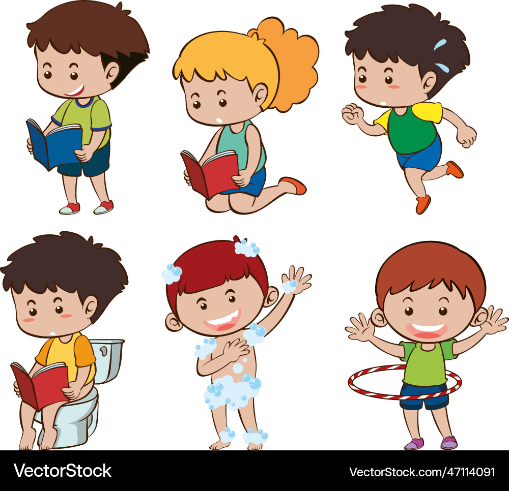 Kids doing various activities Royalty Free Vector Image